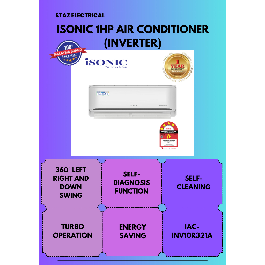 ISONIC 1HP INVERTER IAC-INV10R321A | Shopee Malaysia