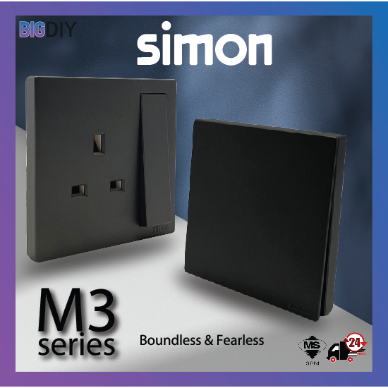SIMON[European Brand] M3 Series Black Switch / Switches & Socket Outlet 1 gang 2 gang 3 gang 4 ...