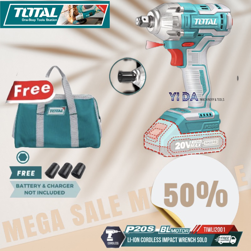 Total Li-Ion Cordless Impact Wrench Brushless Motor (P20s / 20V ...