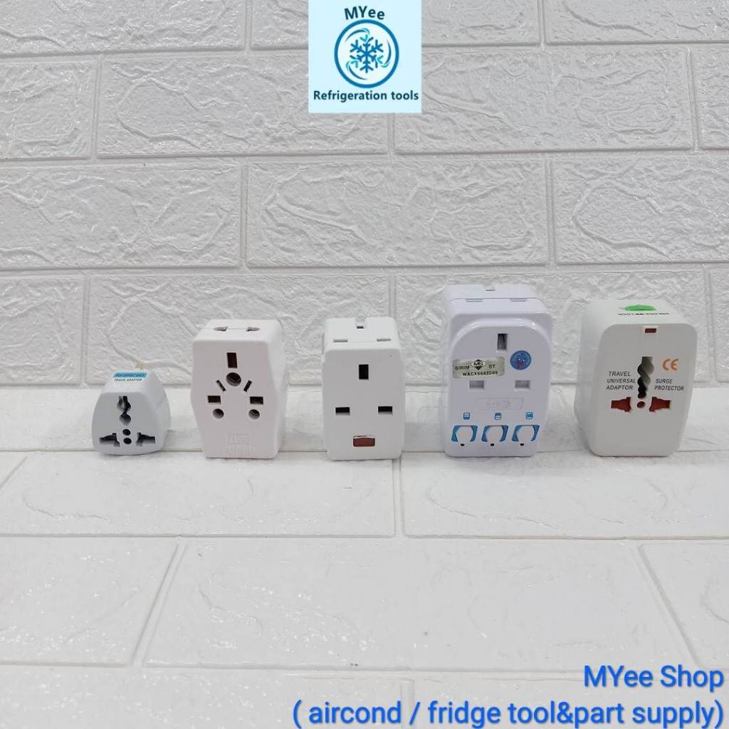 universal plug socket extension 3way switches neon / multi purpose plug ...
