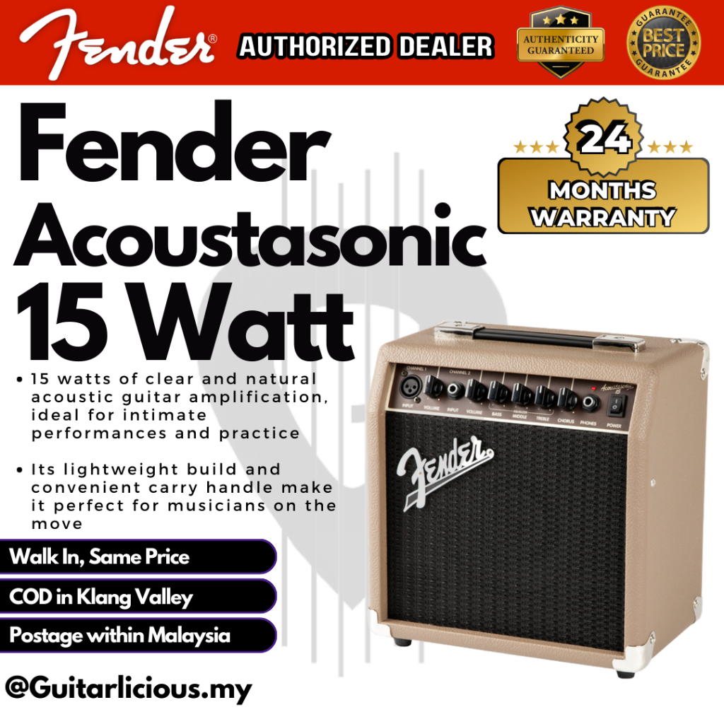 FENDER Acoustasonic 15 Acoustic Guitar Amplifier (15watt) akustik amp ...