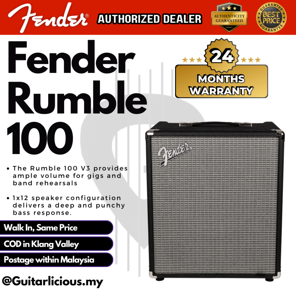FENDER Rumble 100 V3 1x12 100W Combo Bass Amplifier ( Rumble 100watt ...