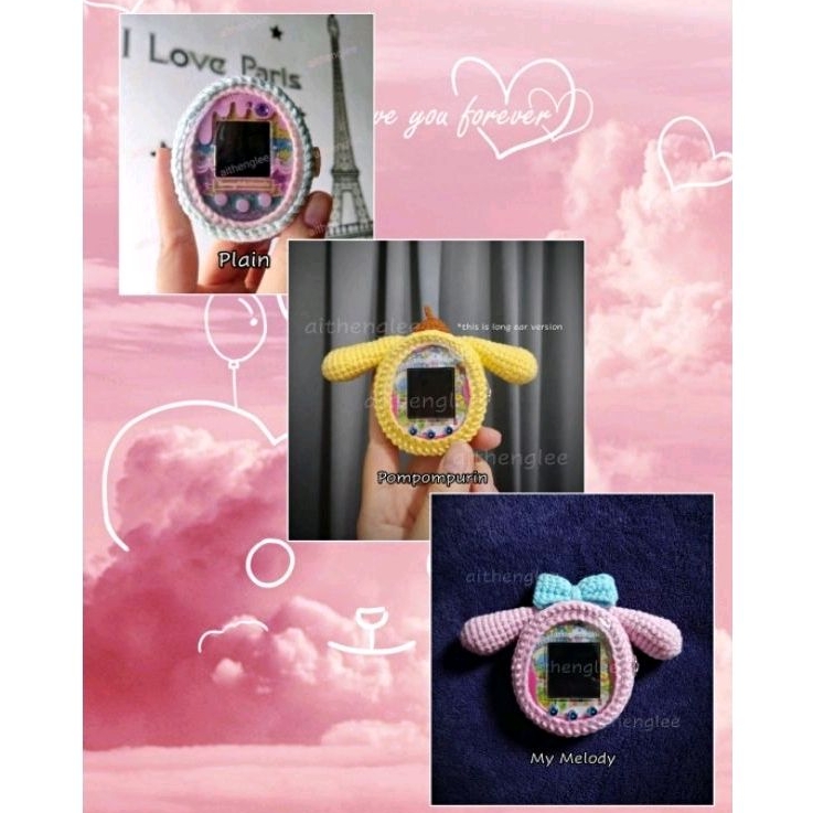 💯 Tamagotchi Crochet Case (plain/Sanrio design) with Front PVC Cover ...