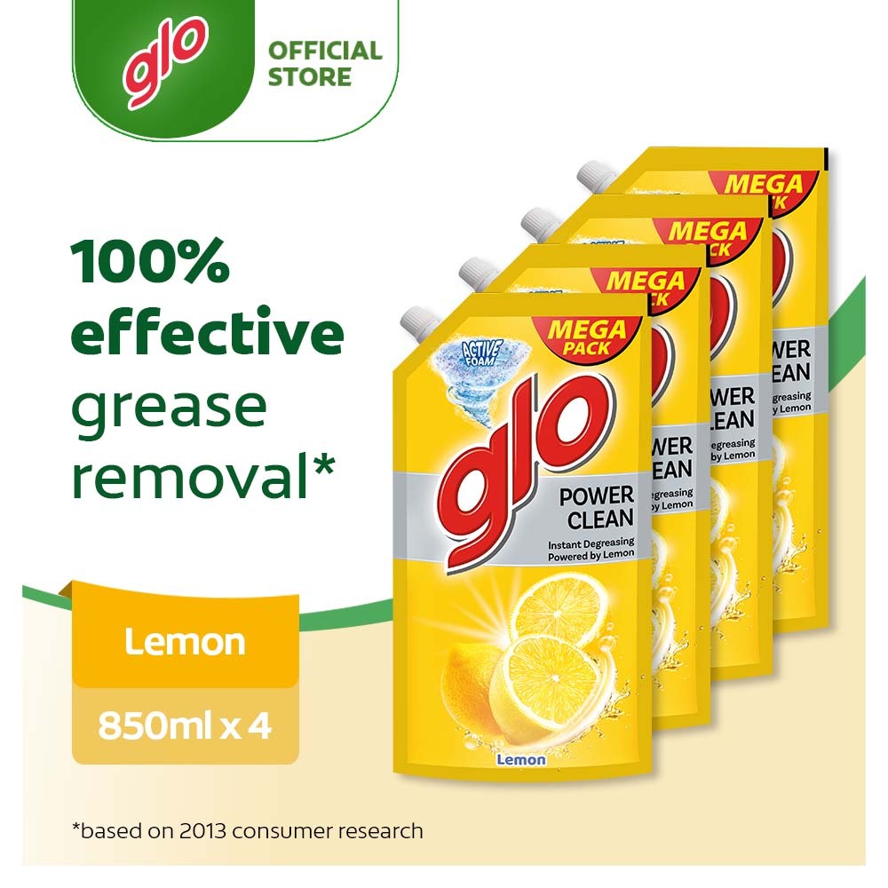 [Bundle of 4] Glo Active Foam Lemon Dishwash Liquid Refill 850ml Bundle ...