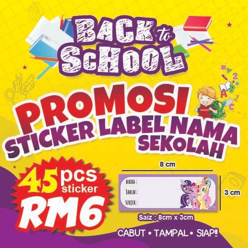 STICKER NAMA SEKOLAH TEMA KARTUN | Shopee Malaysia
