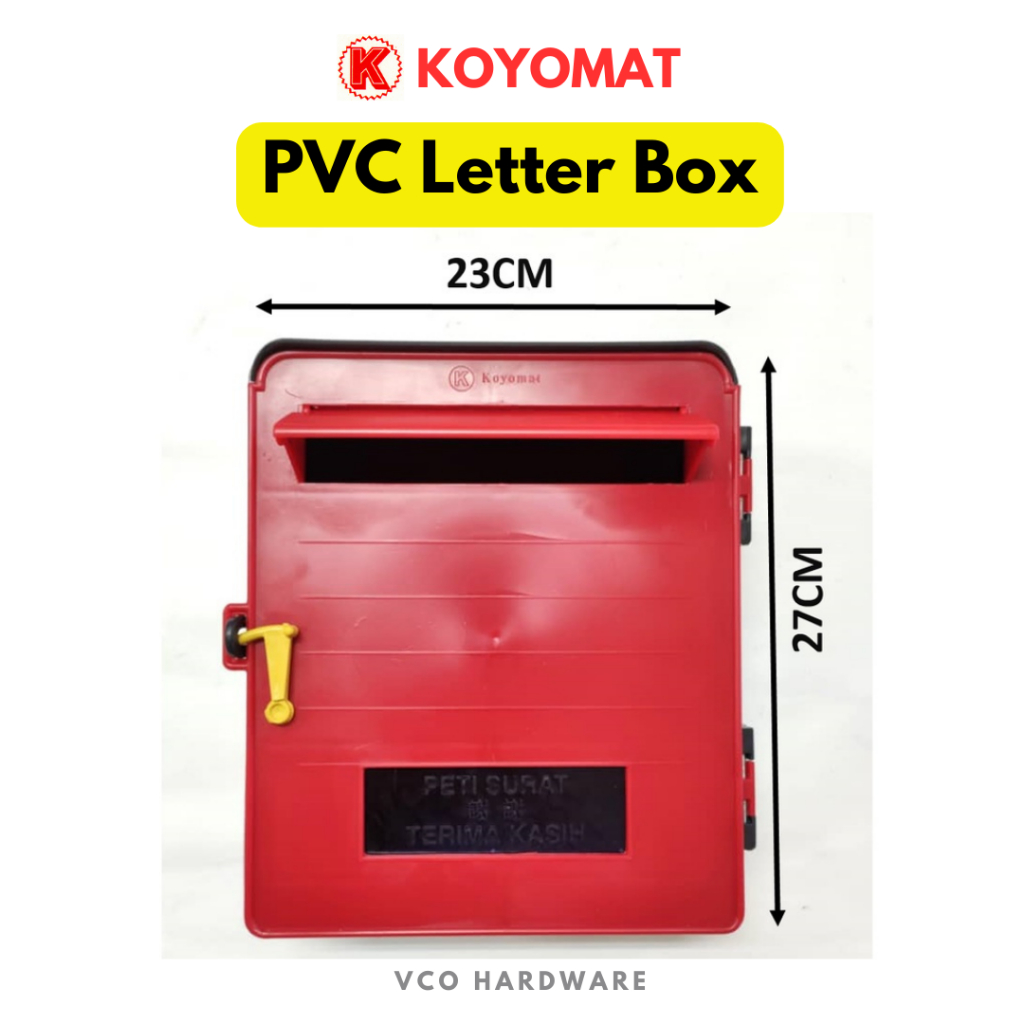 Koyomat PVC Letter Box/ Post Letter Box/ Mailbox/ Red Colour / Peti ...