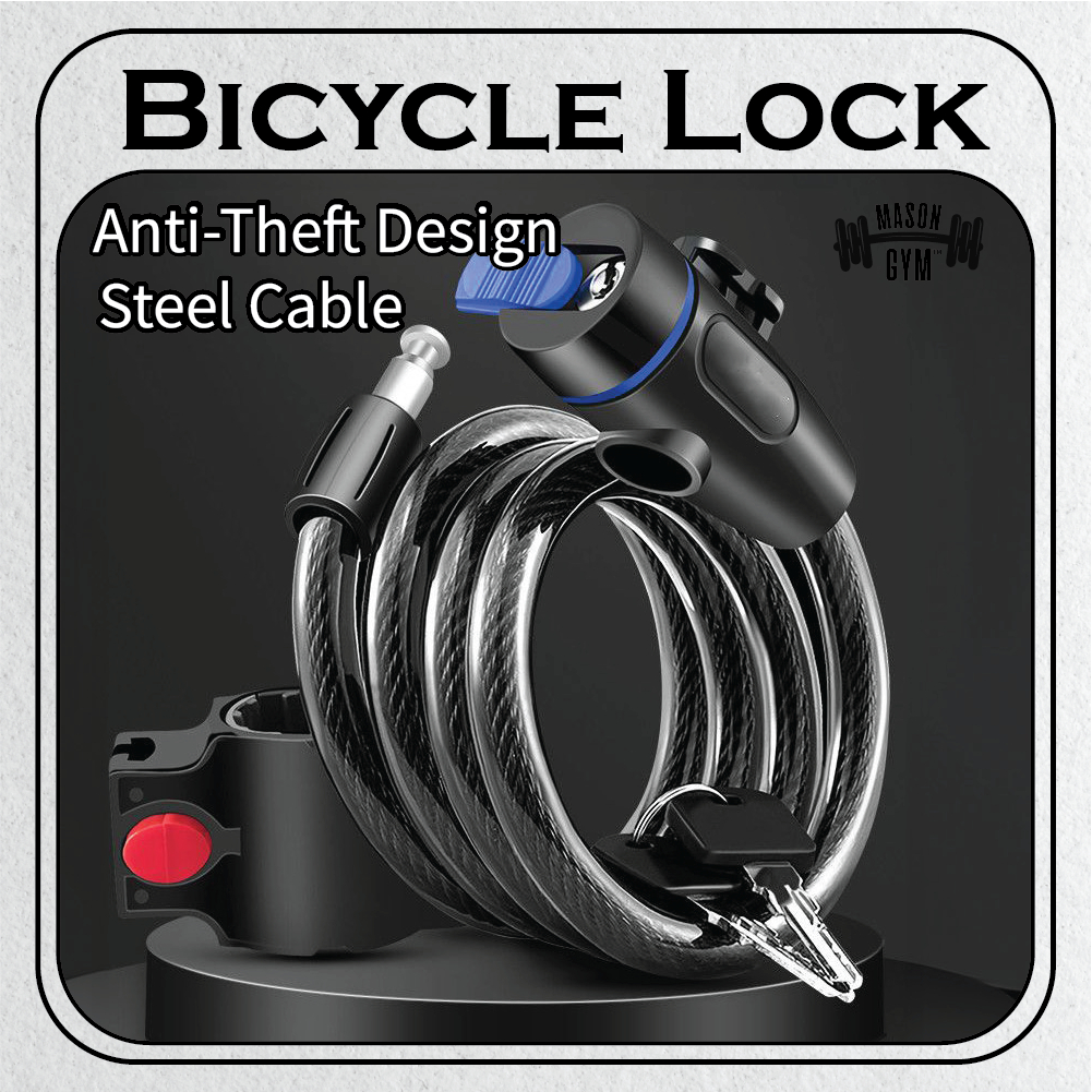 MasonGym™ Bike Locks Locker Long Steel Cable Anti-Theft Coil Security ...