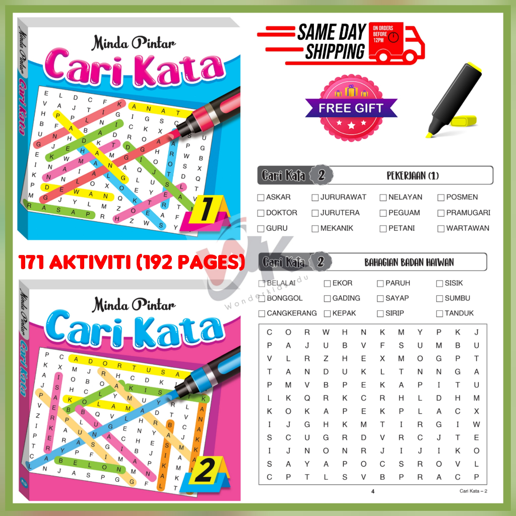 Minda Pintar Cari Kata | Buku Cari Kata Bahasa Melayu | Word Search Book | Silang Kata | Kosa ...