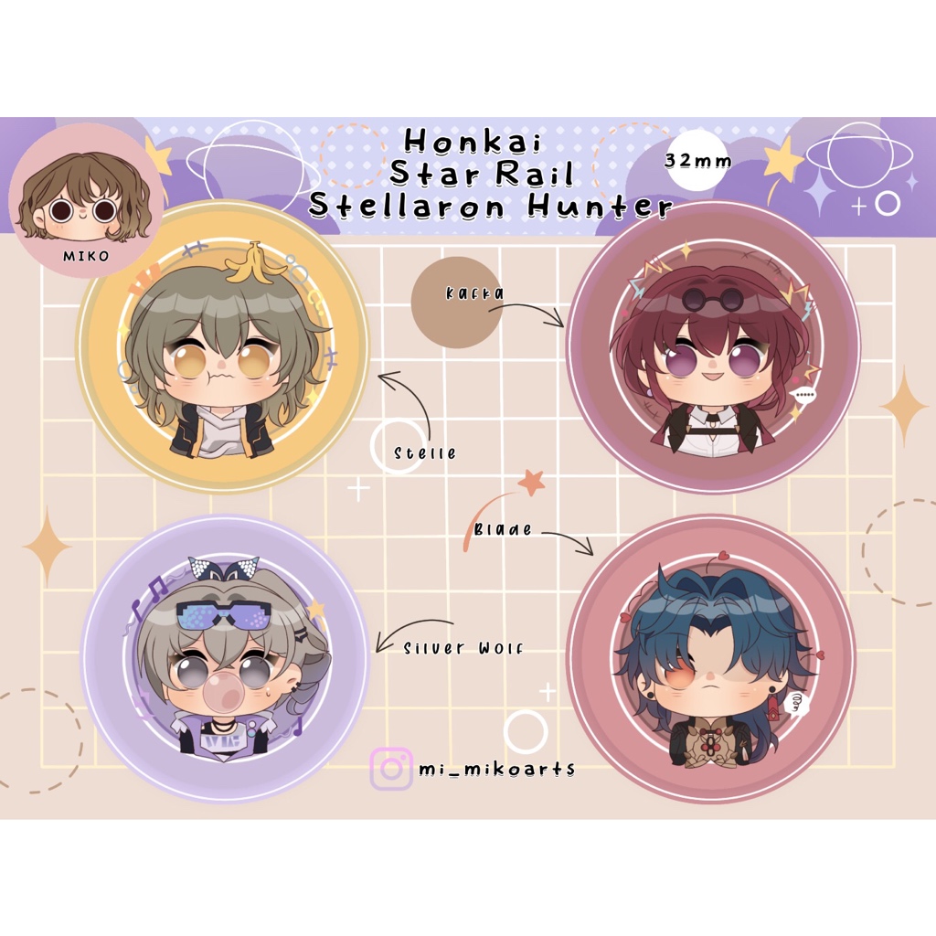 Honkai Star Rail Button Badge 32mm Set Welt Himeko Wolf March Dan Heng ...