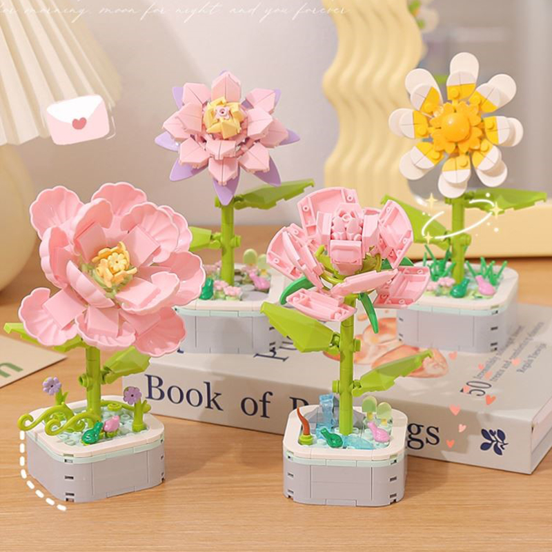 Mainan bunga Flower Hibiscus Building Blocks DIY Creative Decoration ...