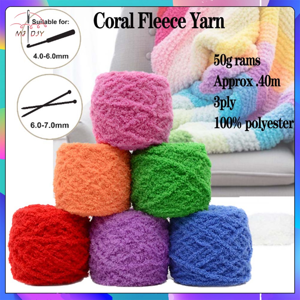50g 3 Ply Fluffy Polyester Yarn Ball Cake Multicolored Crochet Knitting ...
