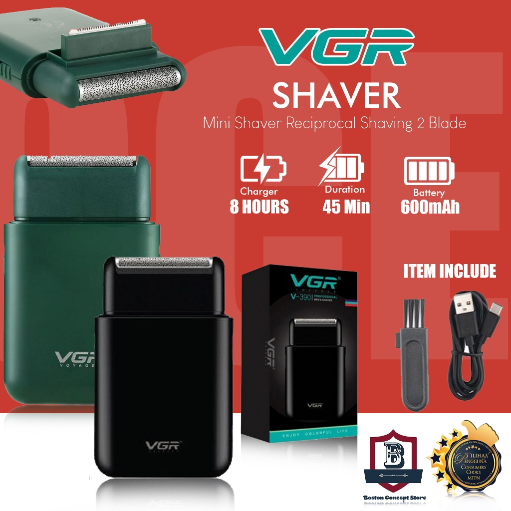 VGR Electric Shaver Professional Shaver Razor Portable Mini Shaver Reciprocal Shaving 2 Blade ...