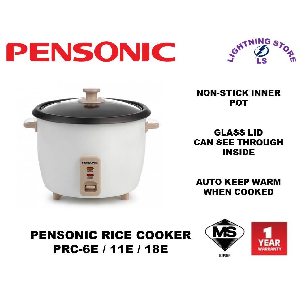 Pensonic 0.6L / 1.0L / 1.8L Non Stick Rice Cooker PRC-6E / PRC-11E ...
