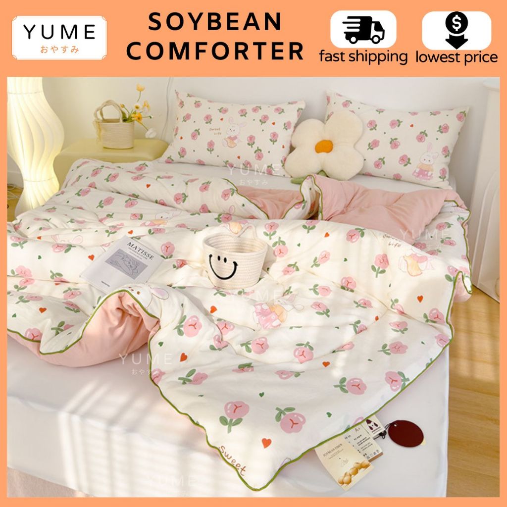 YUME Soy Bean Fabric COMFORTER Comfy Furry Thick Sofa Blanket Selimut ...