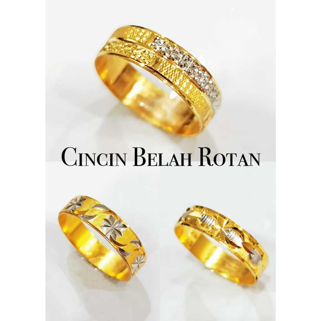 Merdeka 916 Gold 2C Belah Rotan Simple Rings / Cincin Bajet Belah Rotan ...