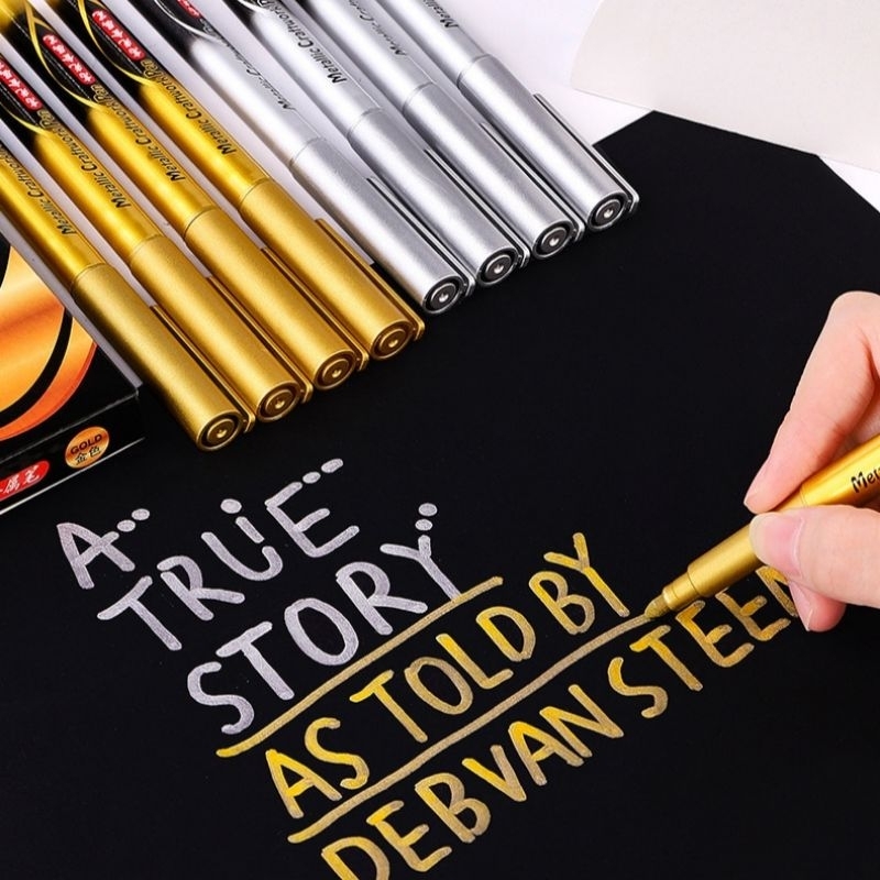 Metallic Craftwork Pen / Gold Silver Color Shining Art Pen / Fine Thin ...