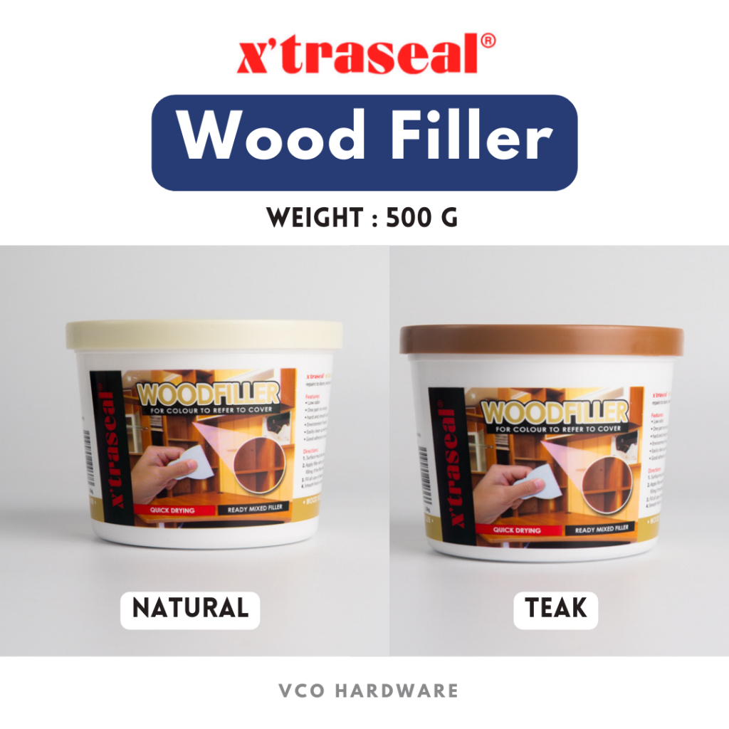 1/2 KG ( 0.5 kg / 500g ) X'TRASEAL Wood Filler/ Quick Drying/ Ready Mixed Filler/ Natural & Teak ...