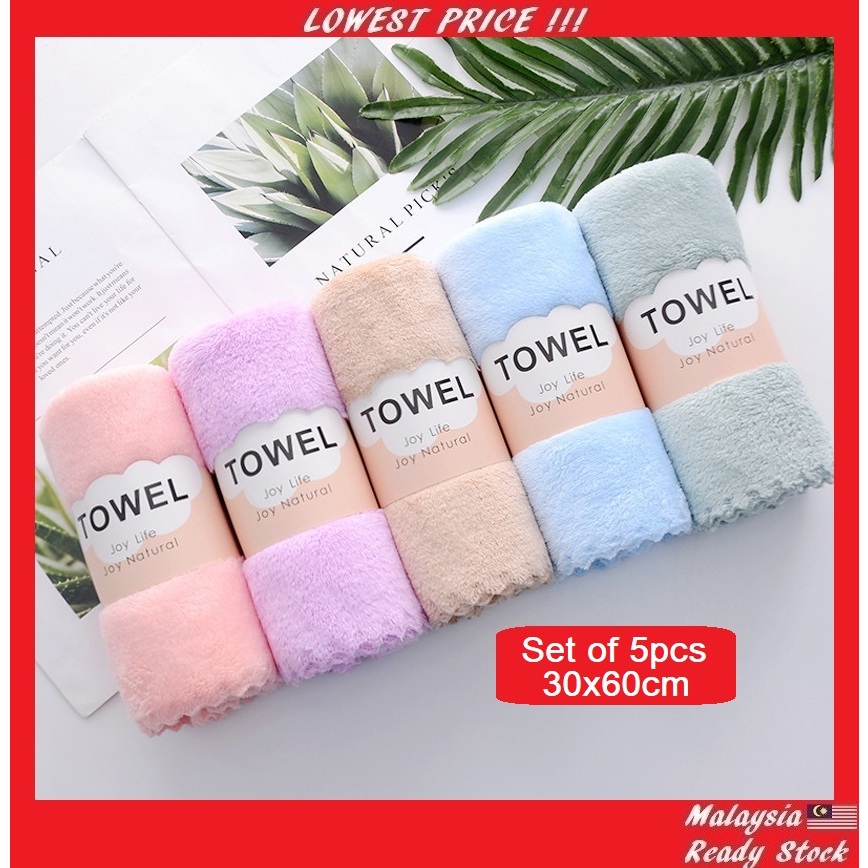 5pcs Face Towel Microfiber Bath Facial Hand Strong Absorbent Water ...