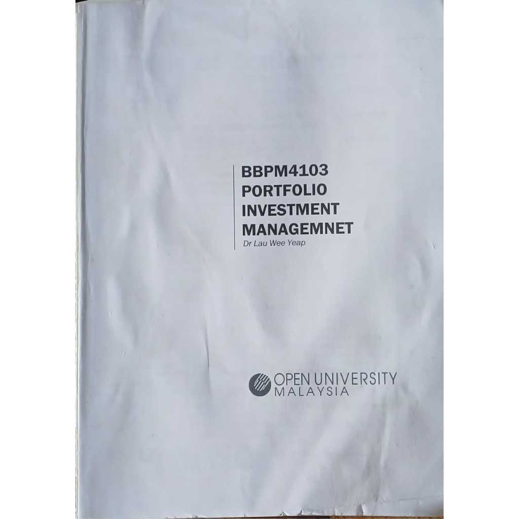 BBPM4103 PORTFOLIO INVESTMENT MANAGEMENT (OUM) | Shopee Malaysia