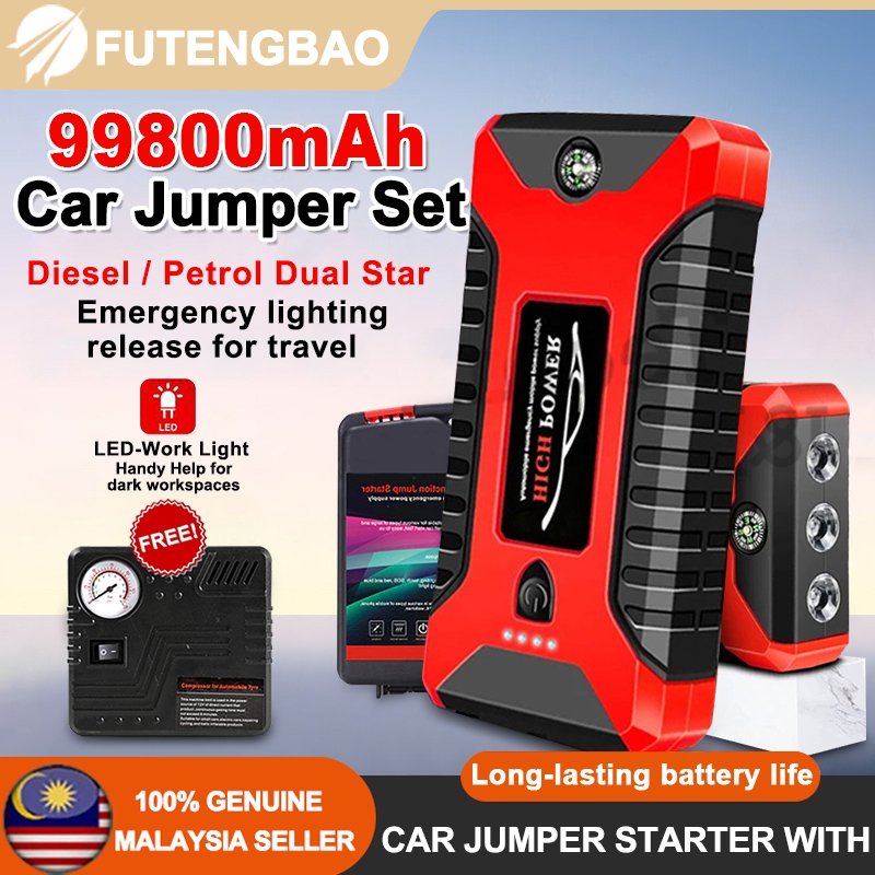 99800mAh 12V Car Jumper Car Tyre Car Pump Starter Booster Car Emergency ...