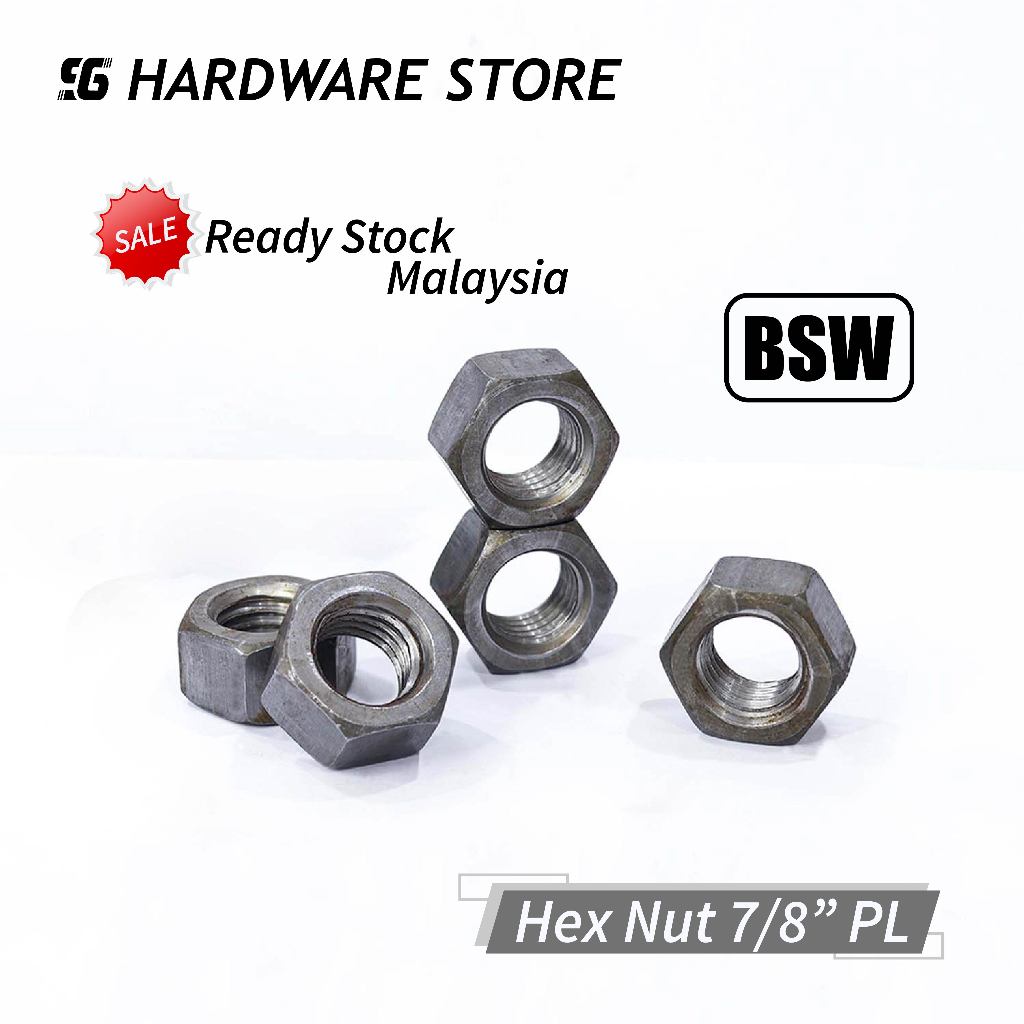 🔥Ready stock🔥 Hexagon Nut BSW 7/8'' & 1''-PL Iron / Besi | Shopee Malaysia