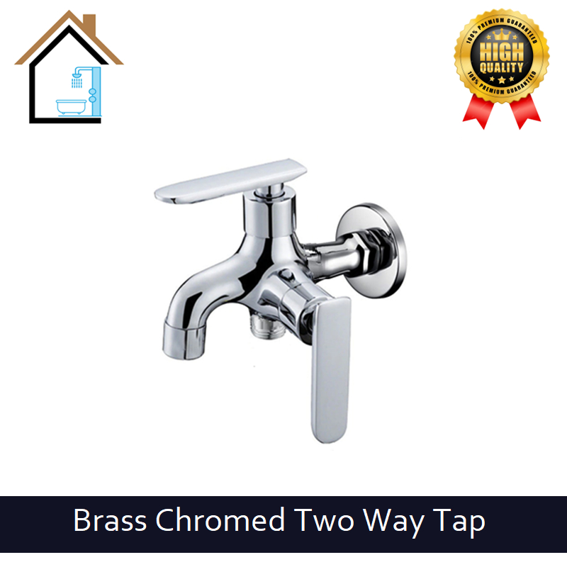 Brass Chromed Two Way Tap Two Way Hose Bib Tap | Shopee Malaysia