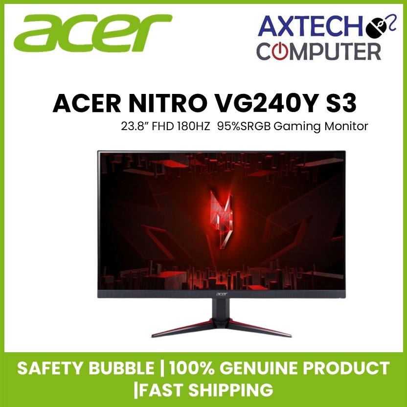 Acer Nitro VG240Y E 23.8" FHD IPS 100Hz Gaming Monitor (DP, HDMI, 3 Yrs ...