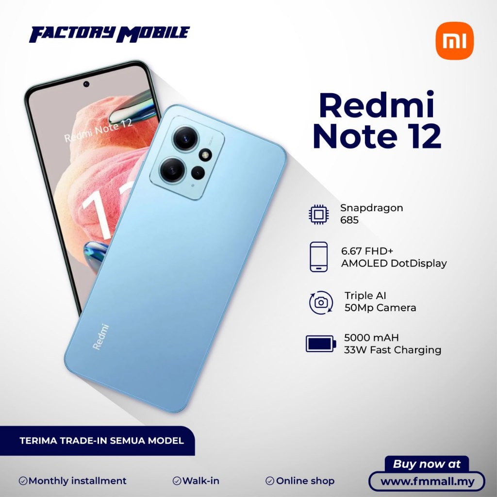 REDMI NOTE 12 4G (8GB + 128GB/256GB) | Shopee Malaysia