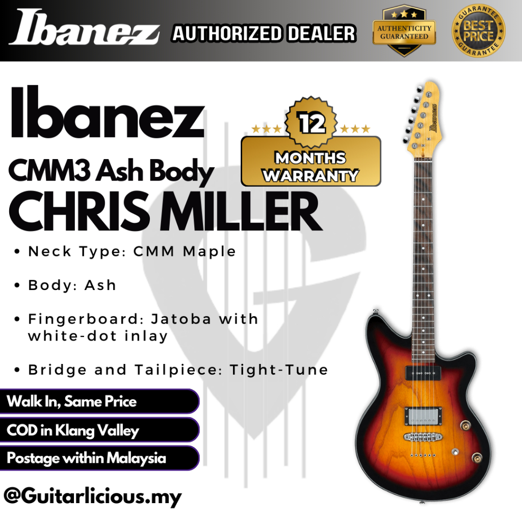 Ibanez CMM3 Ash Body Chris Miller Signature Model Electric Guitar - Tri ...