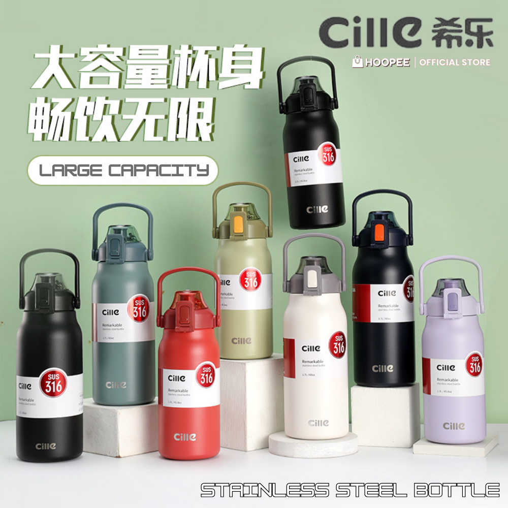 1700ml Cille 316SS Stainless Steel Vacuum Flask Water Bottle Thermos Tumbler Mug Drinking Sport ...