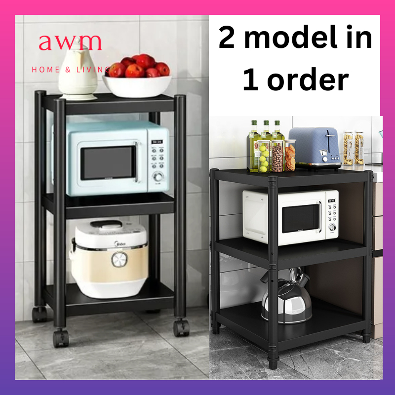 AWM 3 Layer Foldable Storage Rack Stand Coway Rack Home Tool Cart ...