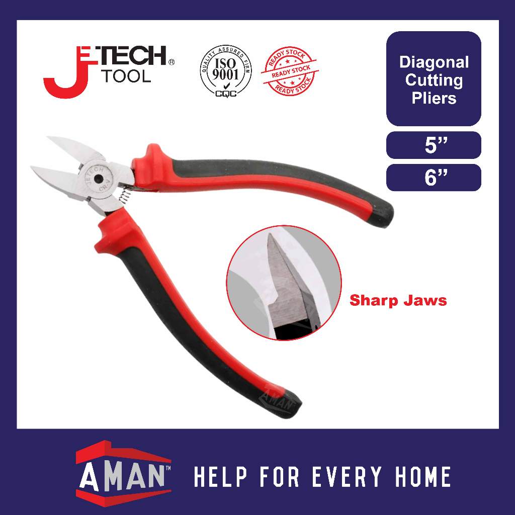 JETECH Diagonal Cutting Plier Heavy Duty Coil Spring Sharp Tang ...