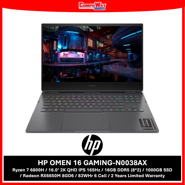 HP OMEN 16-N0038AX (R7-6800H/16GB/1TB PCIe/AMD Radeon RX6650M 8GB ...