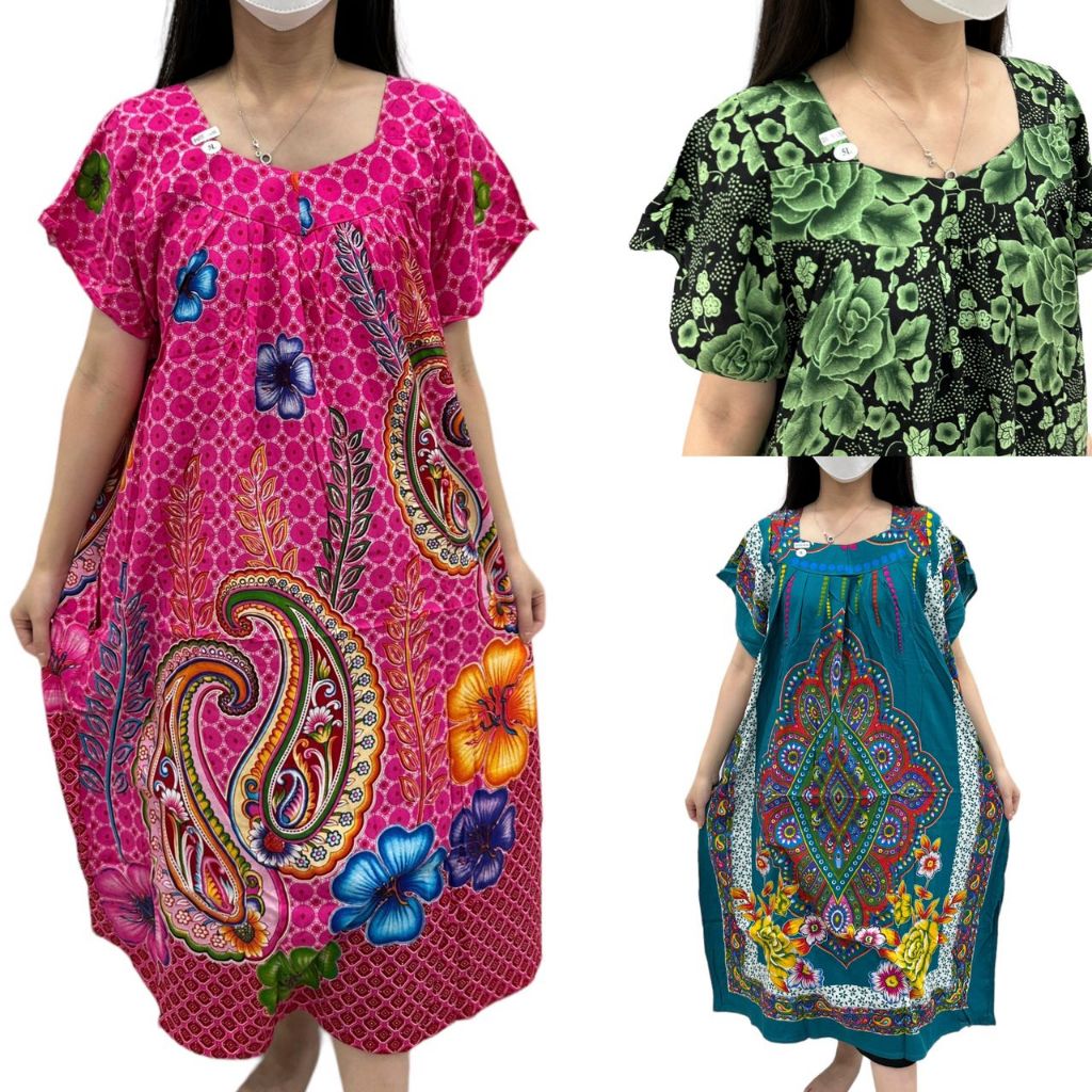 WOMEN BATIK DRESS PLUS SIZE 5XL/BAJU BATIK DRESS SIZE BEAR BRAND ...