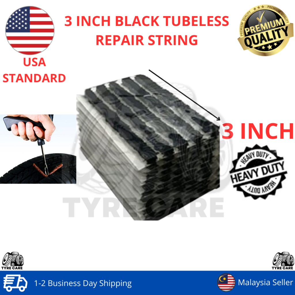 3 Inch & 9 Inch (USA Standard) Tubeless Puncture Repair String Black ...