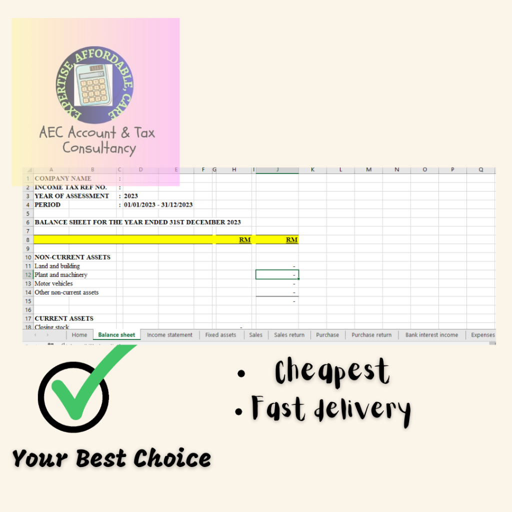 LHDN Income Tax Computation 2026/2025/2024/2023/2022 Template Auto ...