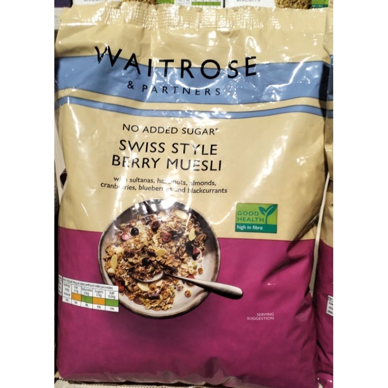 Waitrose & Partners No Added Sugar Swiss Style Berries Muesli 1kg ...