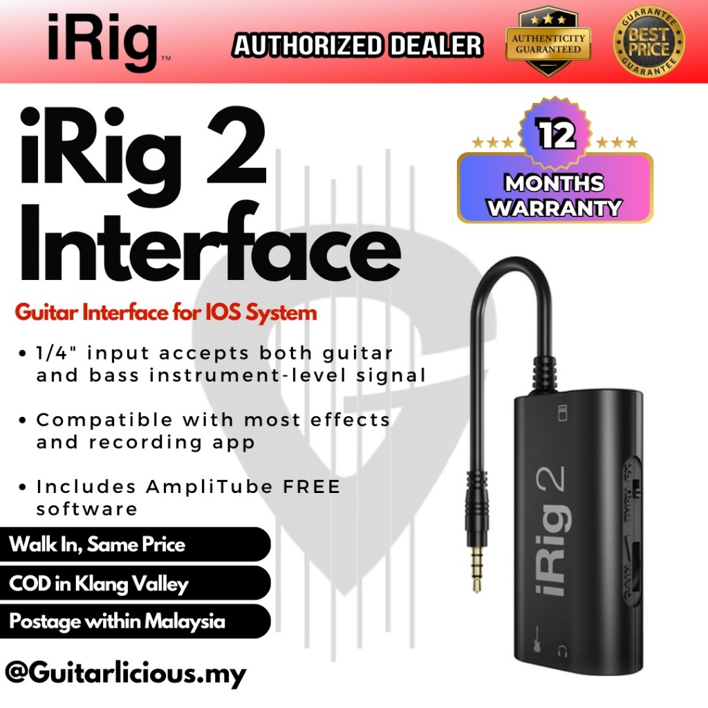 FREE SHIPPING - IK Multimedia iRig 2 Guitar Interface for iOS and ...