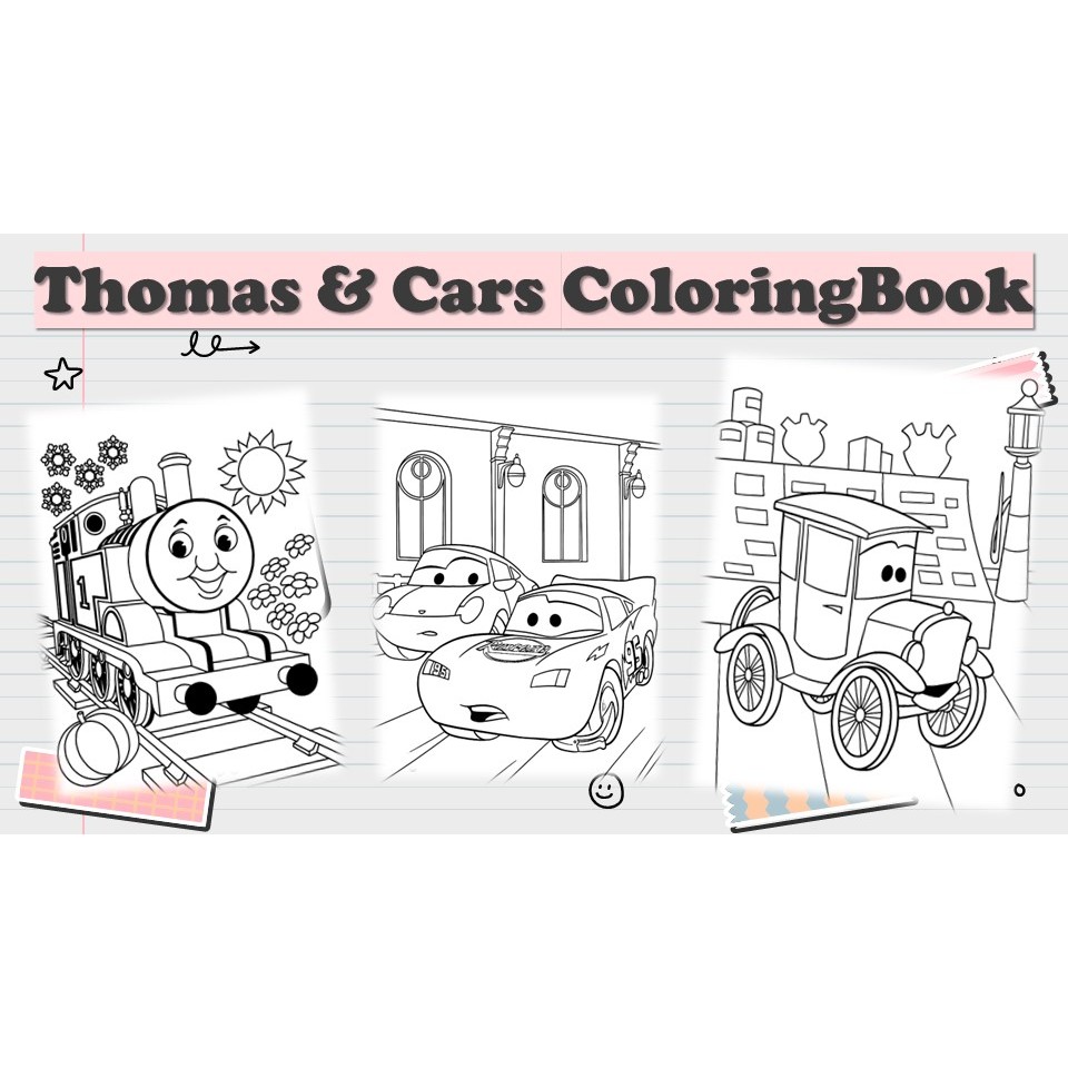 [PRE194] 179 pages Thomas & Cars ColoringBook Worksheet for Pre-school ...