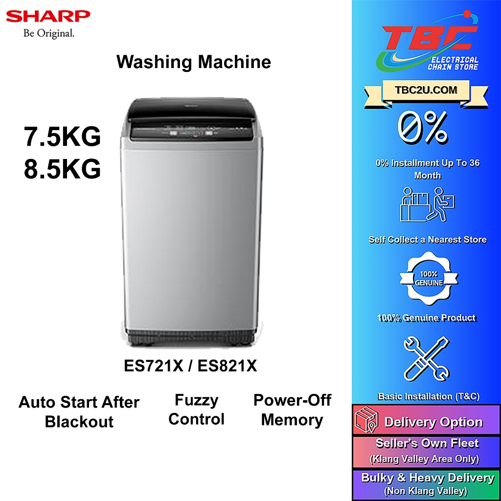 SHARP ES721X ES821X ES921X 7.5KG-9.5KG TOP LOAD WASHING MACHINE ...