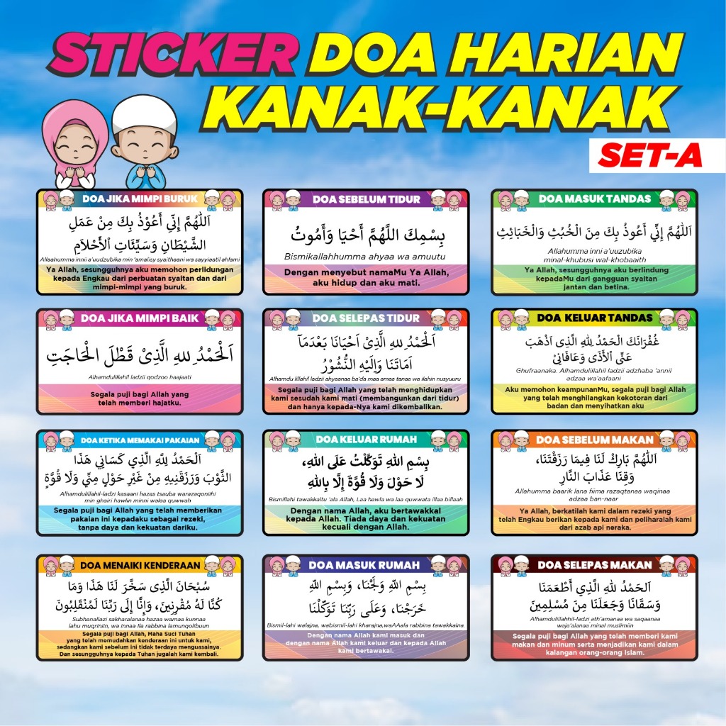 Sticker Doa Harian Set A - Pelbagai Doa ( 12 Pcs ) | Shopee Malaysia
