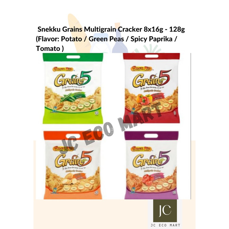 Snekku Grains Multigrain Cracker 8x16g - 128g (Flavor: Potato / Green ...