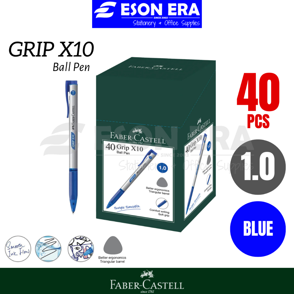 Faber-Castell Grip X Retractable Ball Pen (40pcs/box) X5/X7/X10 Bundle ...