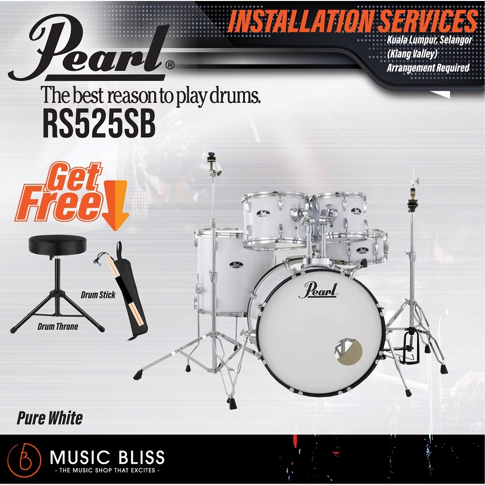 Pearl Roadshow 5-piece Drum Set with Drumstick and Throne - 22" Kick ...