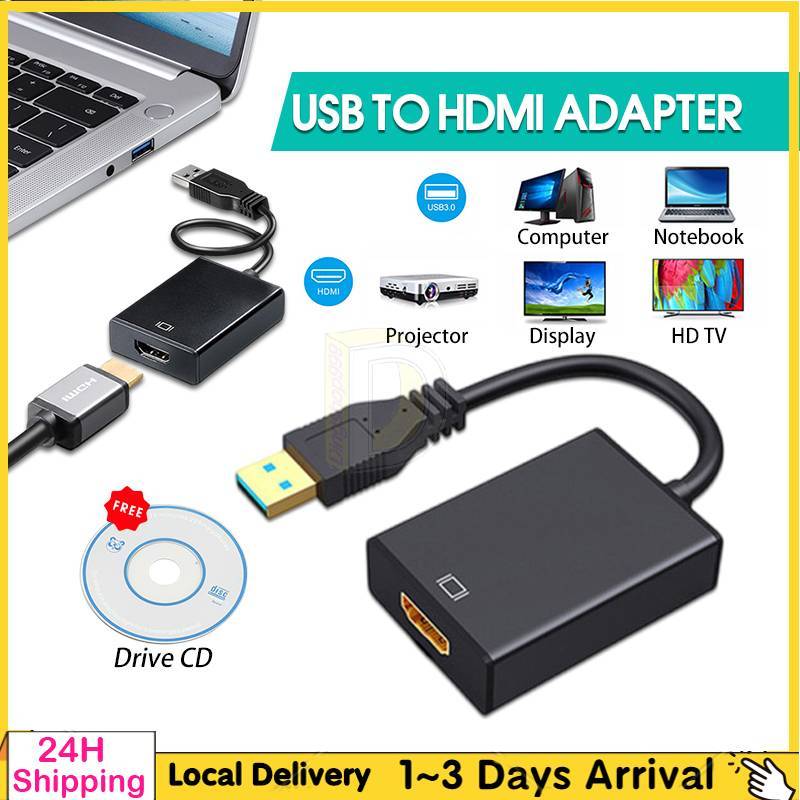 Portable USB 3.0 To HDMI Adapter HDMI 1080P Cable Converter Multi ...