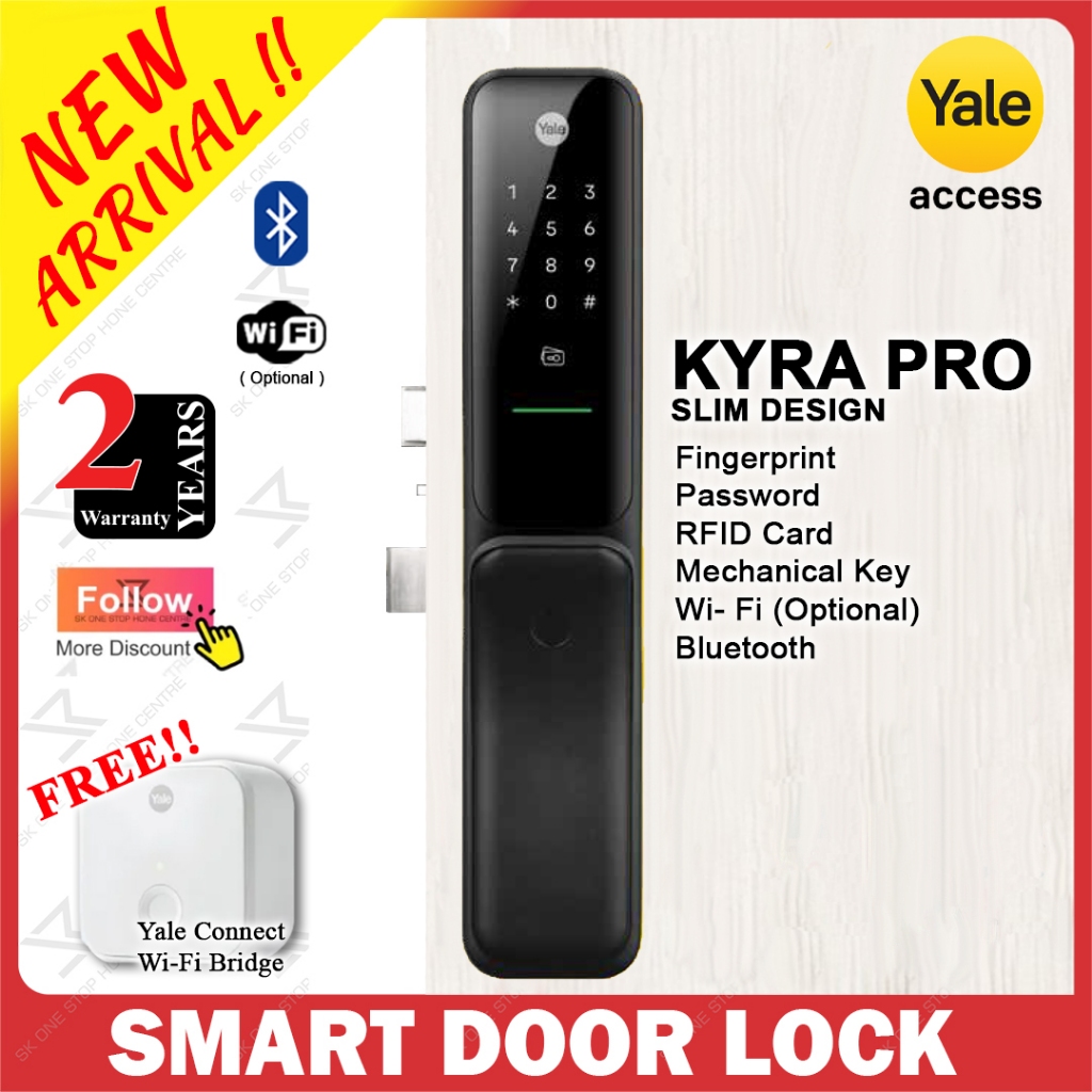(FREE Wi-Fi Bridge) YALE Kyra Pro Pull Push Mortise Smart Door Lock / Fully Auto Lock (FREE ...