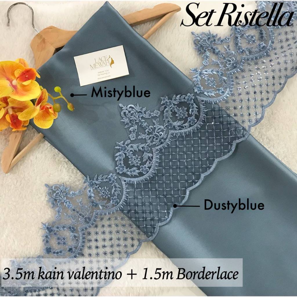 KOLEKSI SET KAIN VALENTINO MISTYBLUE DAN LACE DUSTYBLUE READYSTOK ...