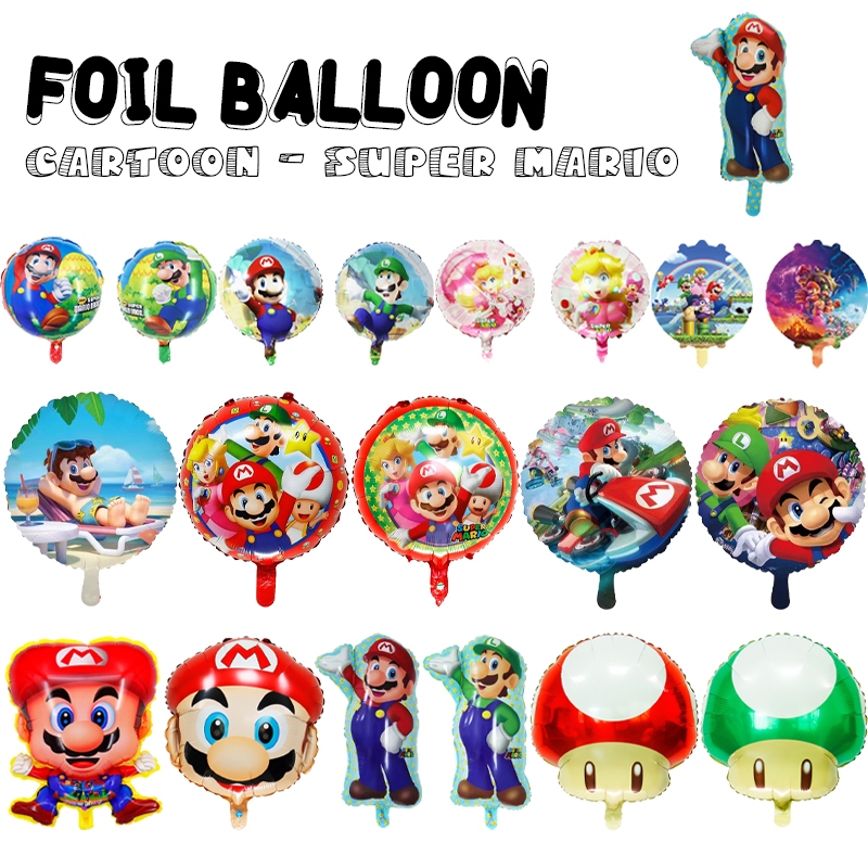 [PANDA] Super Mario Cartoon Foil Balloon Super Mario Balloon for kids ...