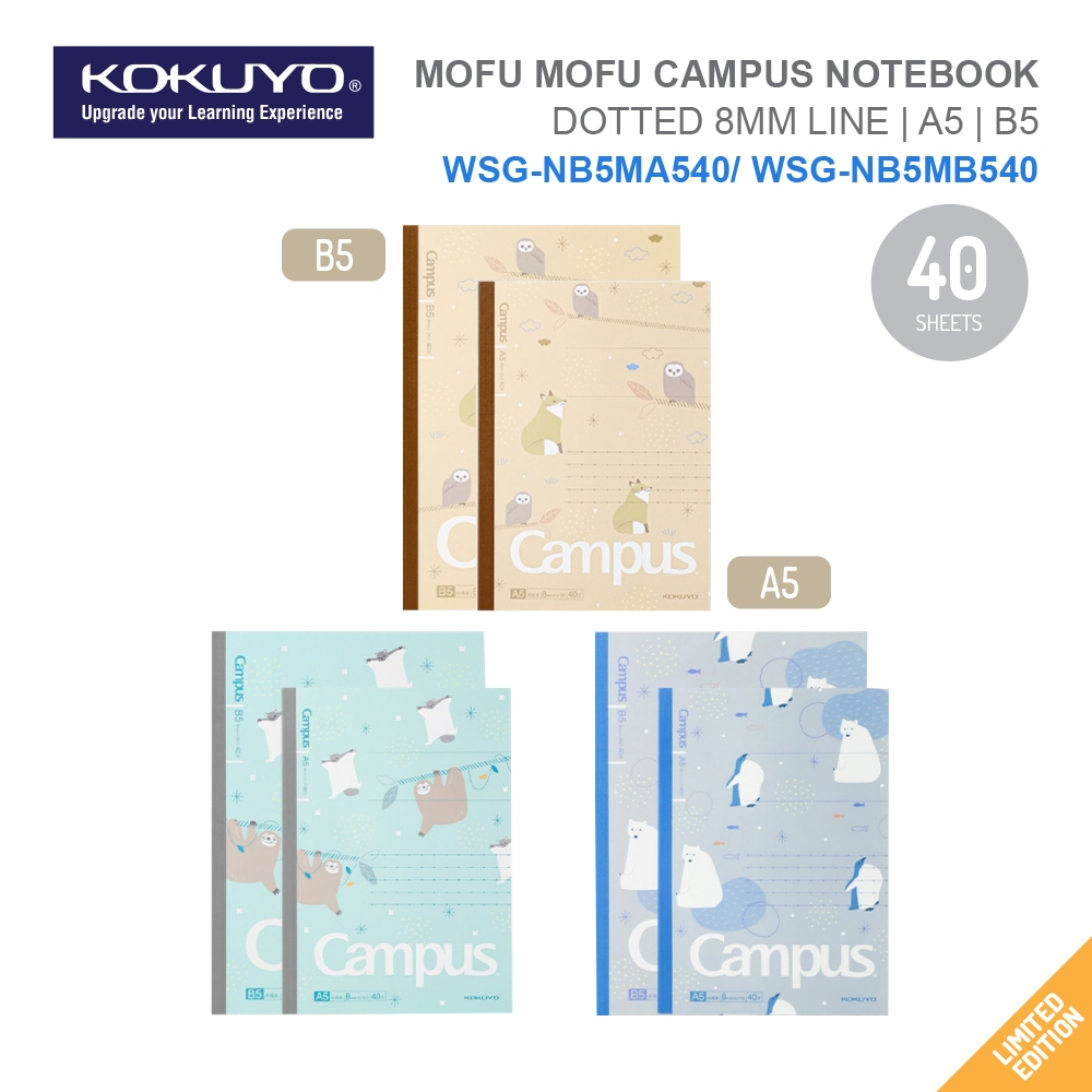 KOKUYO MOFU MOFU Campus Notebook A5 | B5 | Dotted 8mm Line | RANDOM COLOURS | Shopee Malaysia