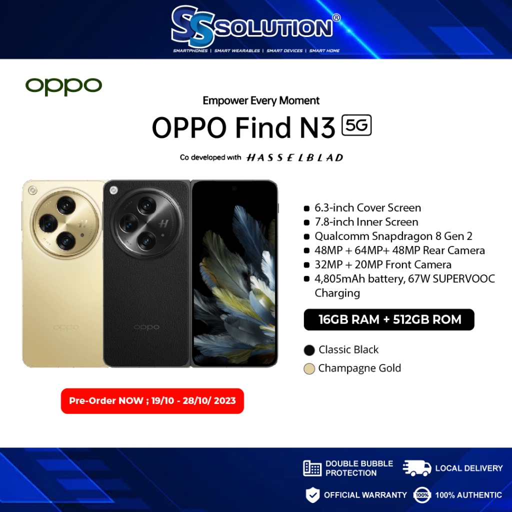 Oppo Find N3 5G l 16GB RAM + 512GB ROM l Ultra Thin & Light l Alert ...